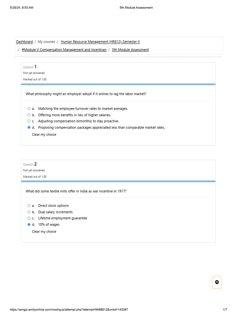 5th Module Assessment HRM 30 Out 30 | PDF | Employment | Salary