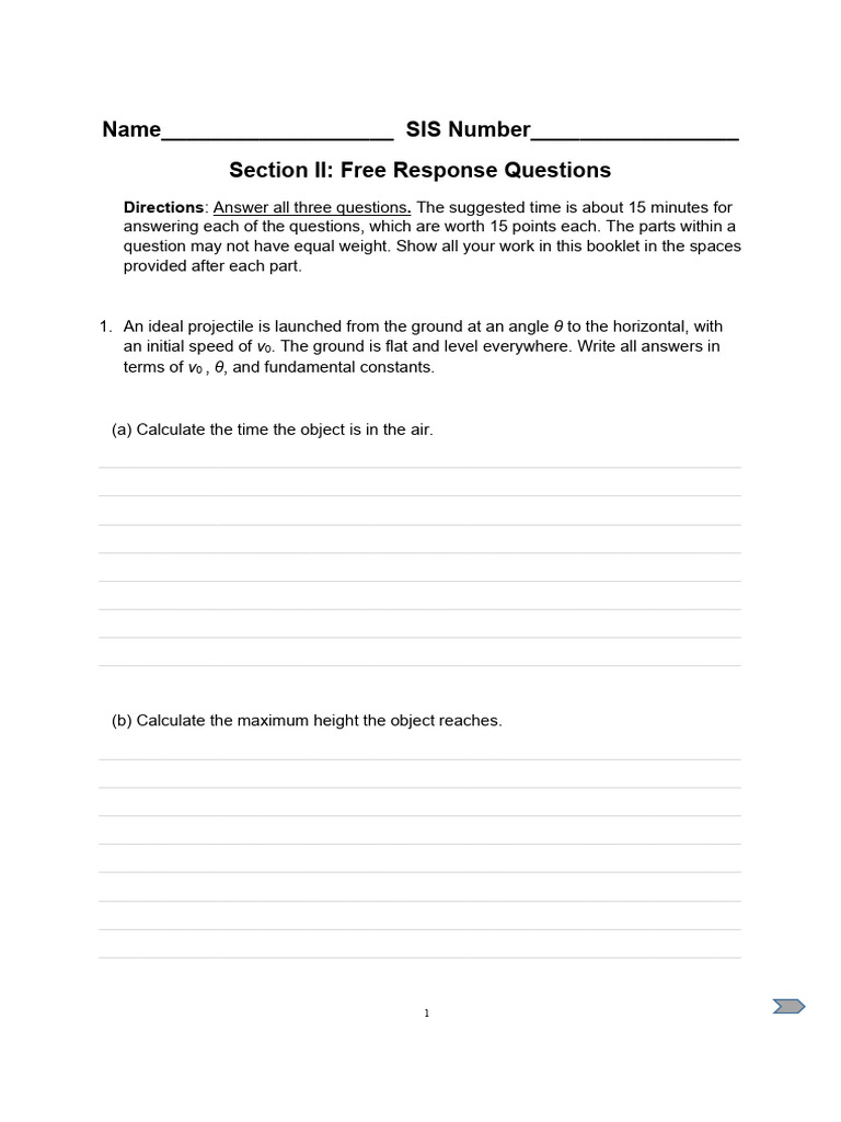 Practice Questions For AP Exam-FRQs | PDF | Force | Mass