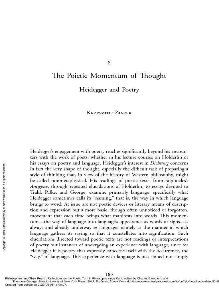 The - Poietic - Momentum - of - Thought. Heidegger and Poetry | PDF ...