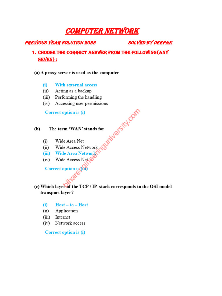 Computer Network Beu - Solution - 2022 | PDF | Network Congestion | Ethernet