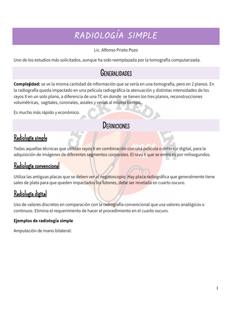 Radiología Simple | PDF | Rayo X | Radiografía