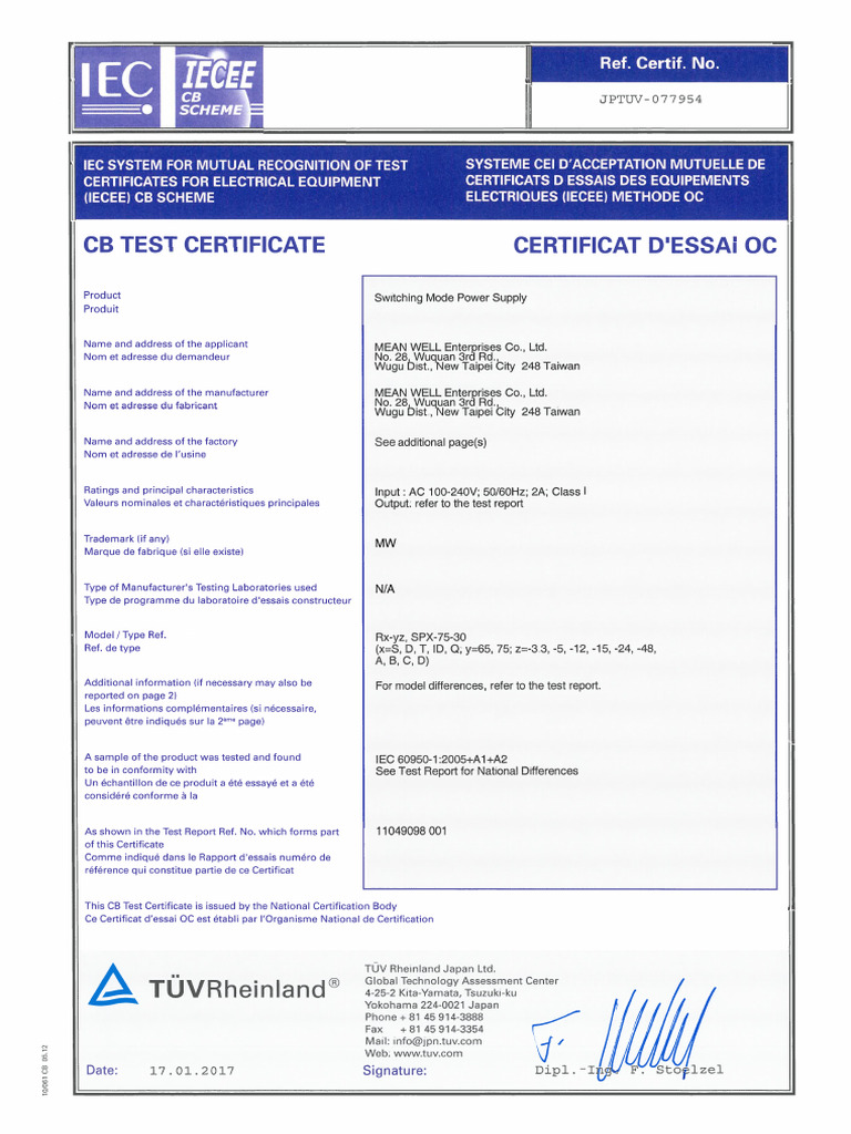 rt-65-meanwell-cb-certificate | PDF