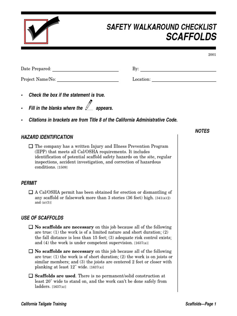 SAFETY Checklist Scaffolds | PDF | Scaffolding