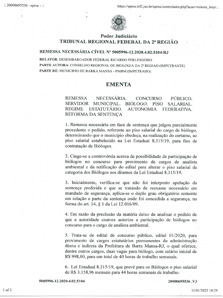 Ementa Decisao Judicial Biologos | PDF