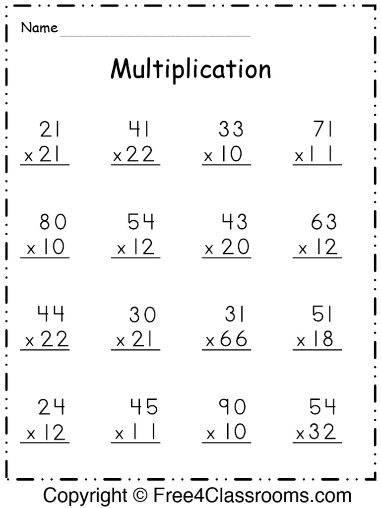 F4C Multiplication 2 Digit by 2 Digit | PDF