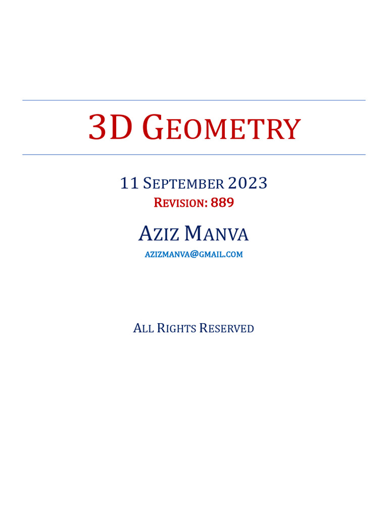 3D Geometry Study Guide | PDF | Volume | Litre