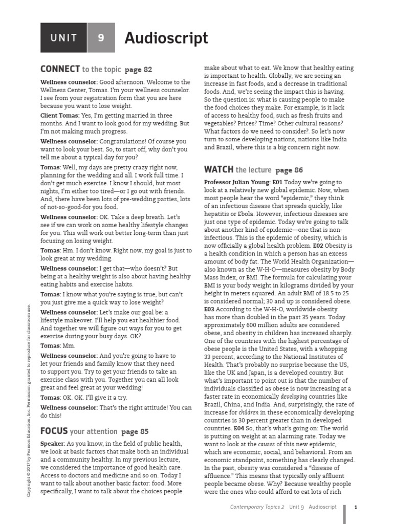 Cont TP Lvl2 0808 U09 SB Audio | PDF | Obesity | Body Mass Index