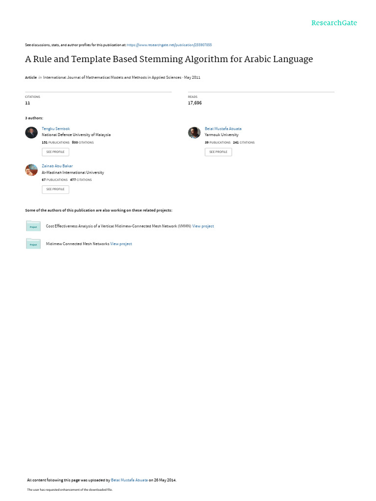 Stemming Rule Based 20-805 | PDF | Word | Arabic