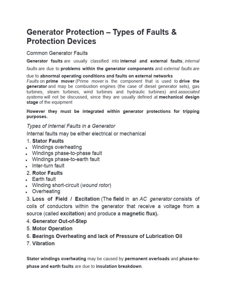 Gen Protection1 | PDF | Electric Generator | Relay