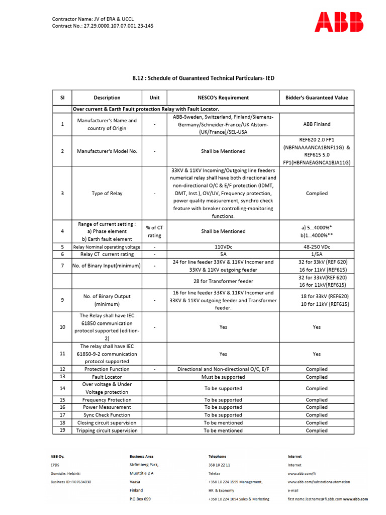 Technical Specifications for Relay Systems | PDF | Relay | Power (Physics)