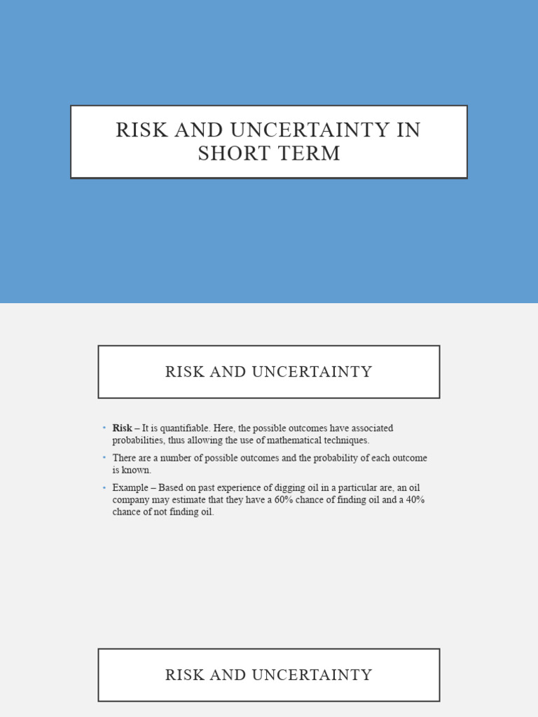 Risk and Uncertainty in Short Term | PDF | Risk | Uncertainty