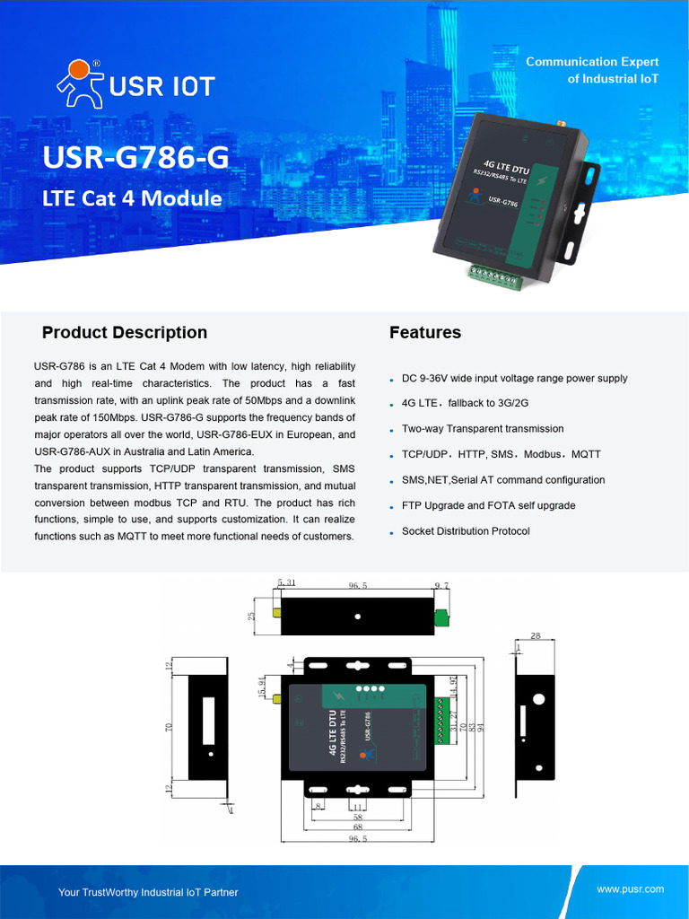 (Datasheet) USR G786 Datasheet - 1687230153 | PDF | Lte (Telecommunication) | Computer Standards