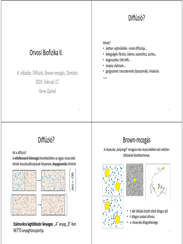 Biofizika II 2018 19 Diffuzio | PDF