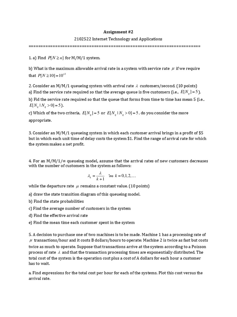 Exercise 1 Queueing Theory - 654daef2ab286 | PDF | Applied Mathematics