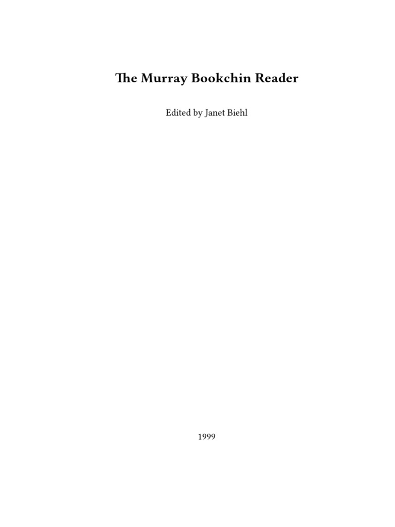 Murray Bookchin Janet Biehl The Murray Bookchin Reader | PDF ...