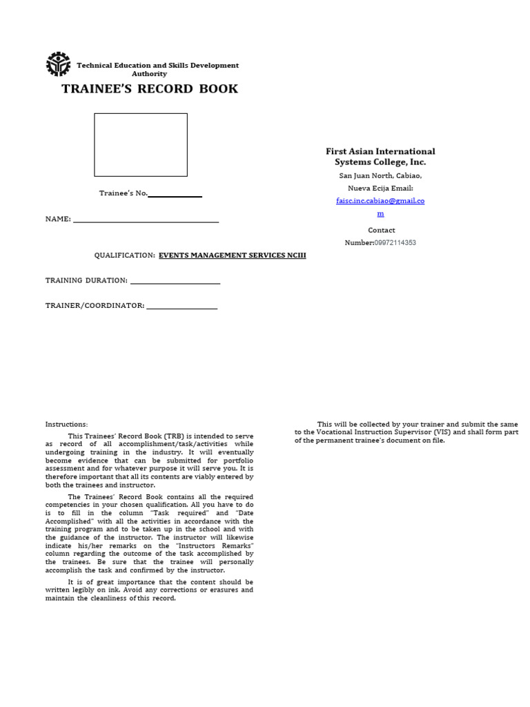 Trainees Record EVENTS | PDF | Learning | Occupational Safety And Health