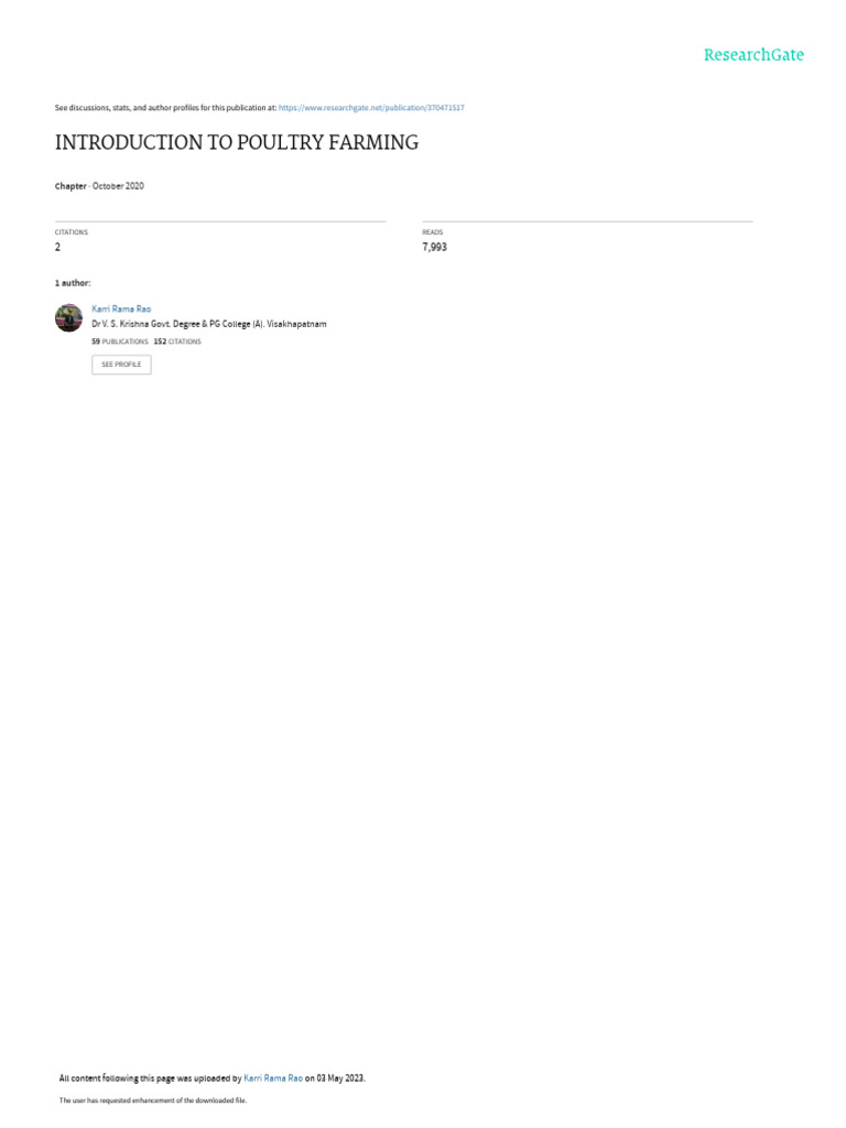 Introduction To Poultry Farming1 | PDF | Poultry | Poultry Farming