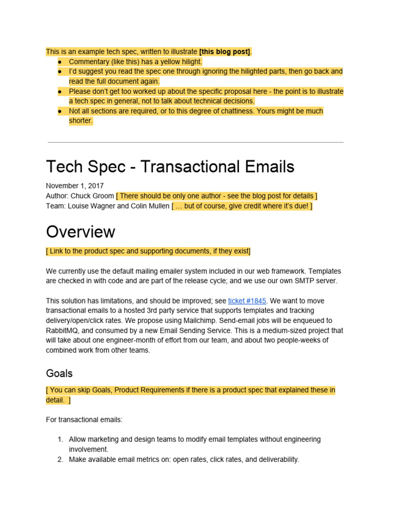 Example Tech Spec - Transactional Email | PDF | Computing | Information ...