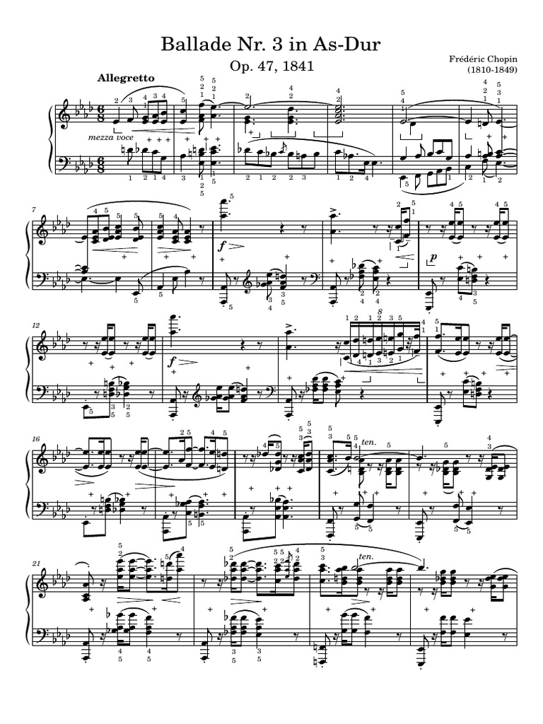 Chopin Ballade No. 3 Sheet Music | PDF | Musical Compositions ...