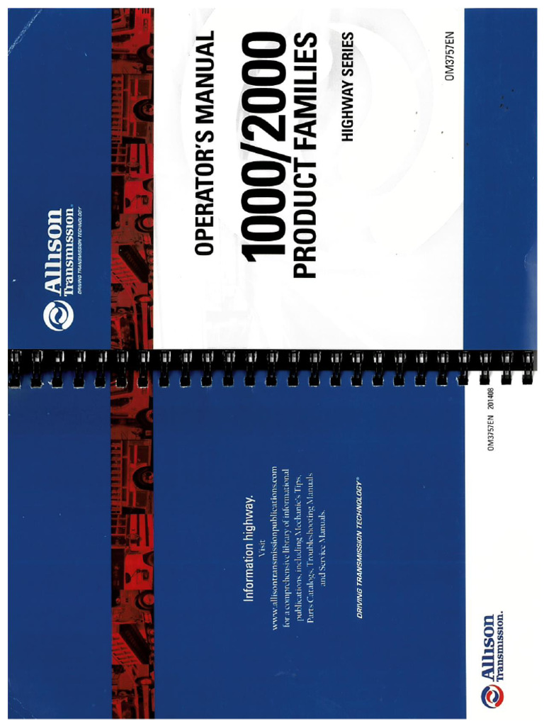 Allison Transmission 1000/2000 Highway Series Manual OM3757EN | PDF