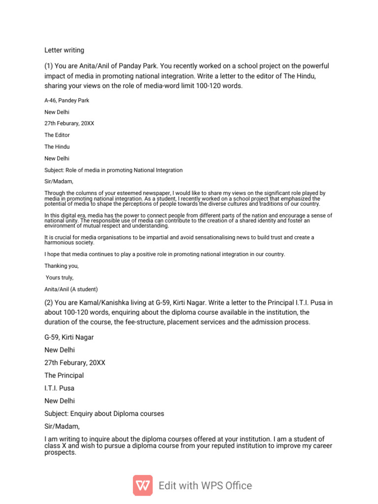 Letter Writing-WPS Office | PDF | Climate Change | Earth Sciences