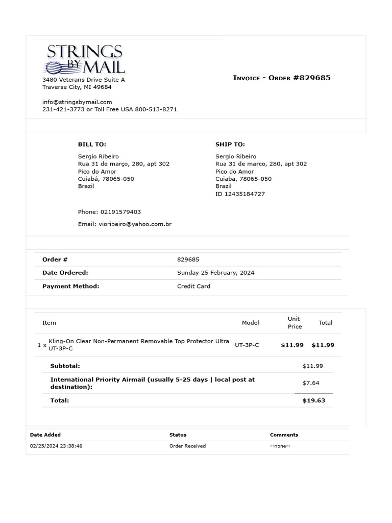 Invoice String by Mail | PDF