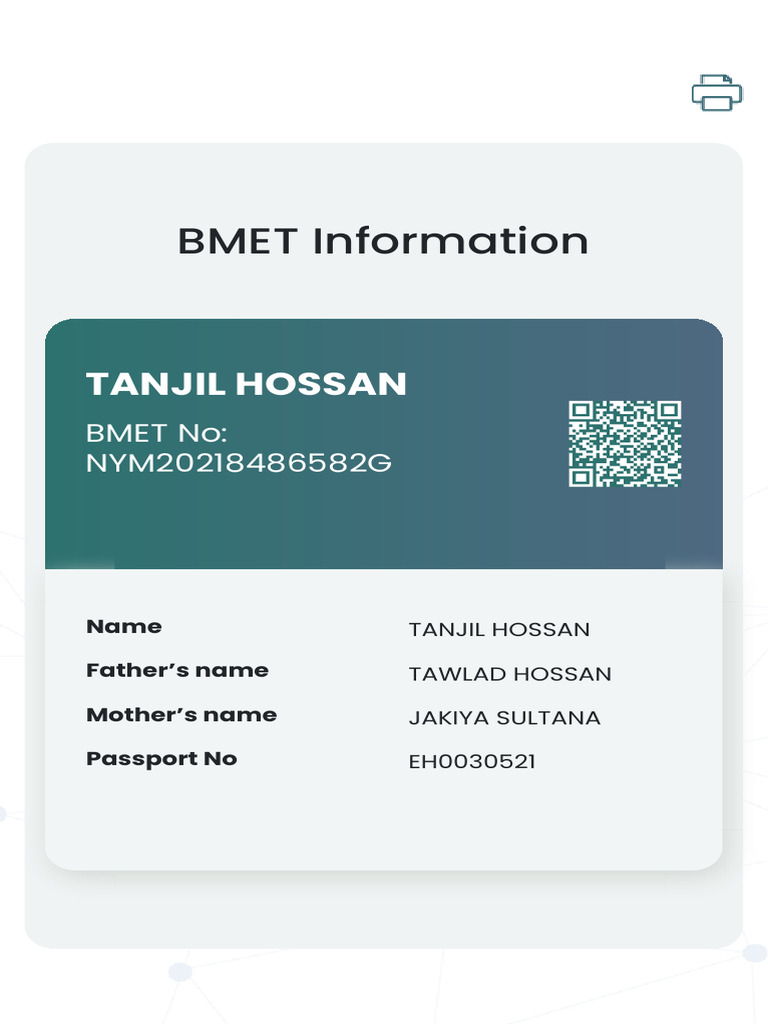BMET Card Ami Probashi | PDF