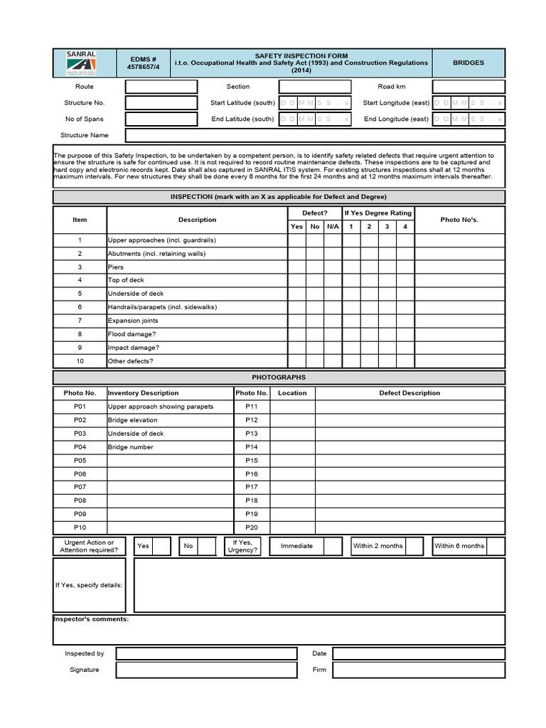 Safety Inspection Forms - Structures & Waterways | PDF | Civil Engineering