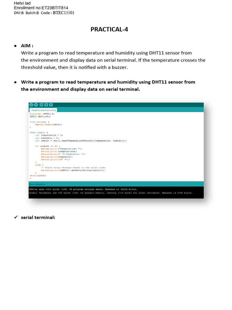 DHT11 Sensor Program Guide | PDF