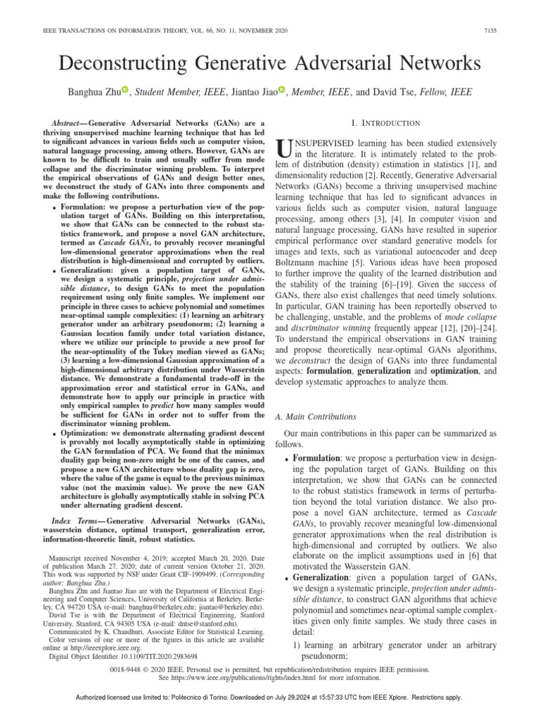 Deconstructing Generative Adversarial Networks | PDF | Normal Distribution | Robust Statistics