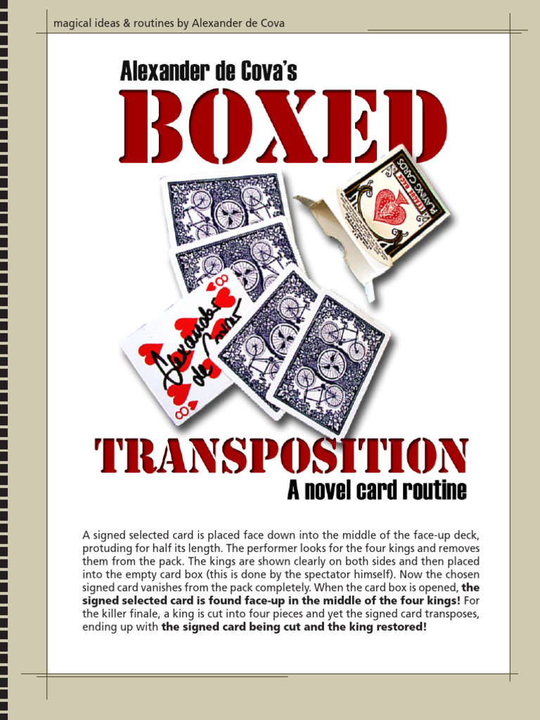 Alexander de Cova - Boxed Transposition | PDF | Magic (Illusion ...