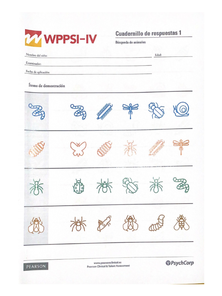 Cuadernillo de Respuesta 1 - WPPSI - IV | PDF