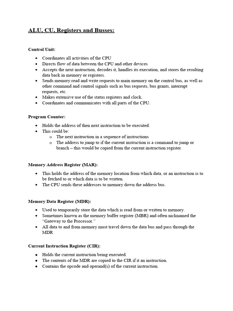 Alu Cu Registers And Busses Pdf Central Processing Unit Computer Science