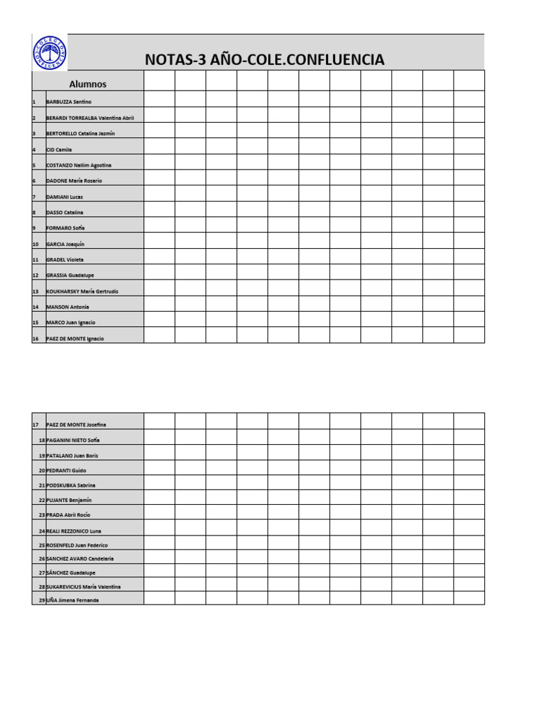 Planillas Notas-Asis-3 y 4 Año-Cole - Confleuncia-2020 | PDF
