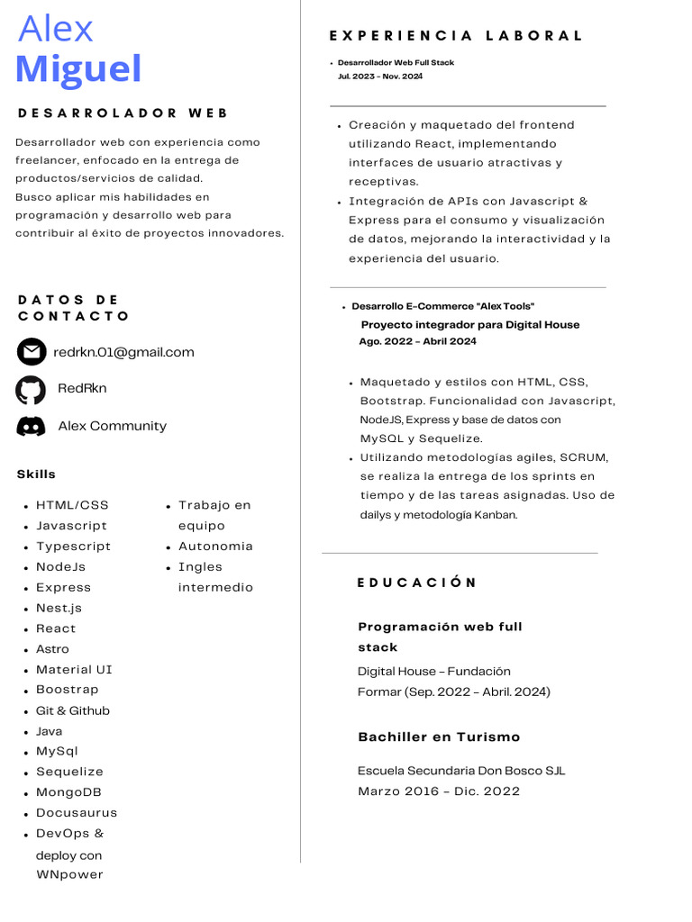 Alex CV | PDF | Script Java | Mi sql