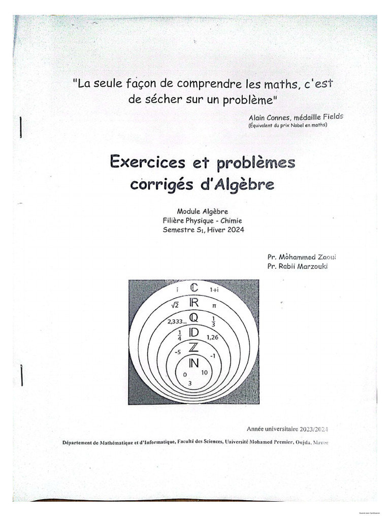 Algèbre Exercices Corrigé | PDF