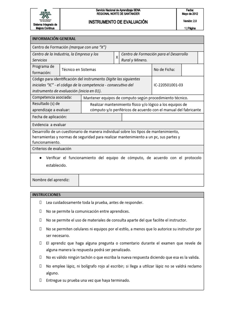 BIMESTRAL 10 - C12 R2 - GUIA 1 - IC - 01 - Guia - 01 - Mantenimiento ...