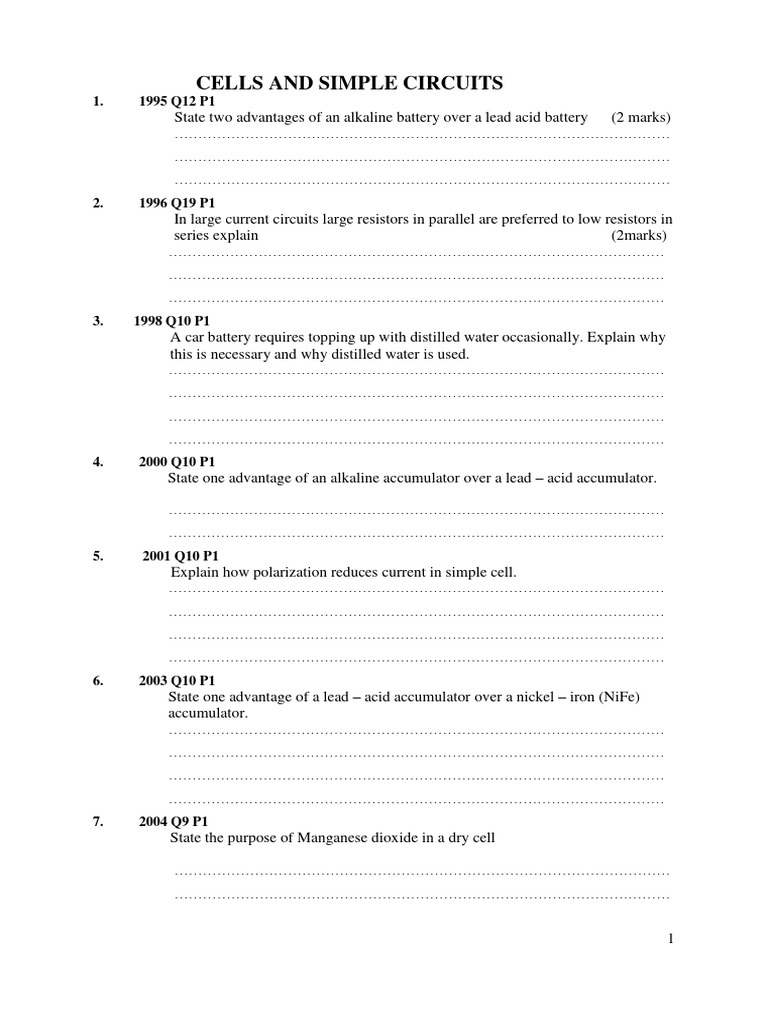 Cells and Simple Circuits1 | PDF | Electricity | Electrical Engineering