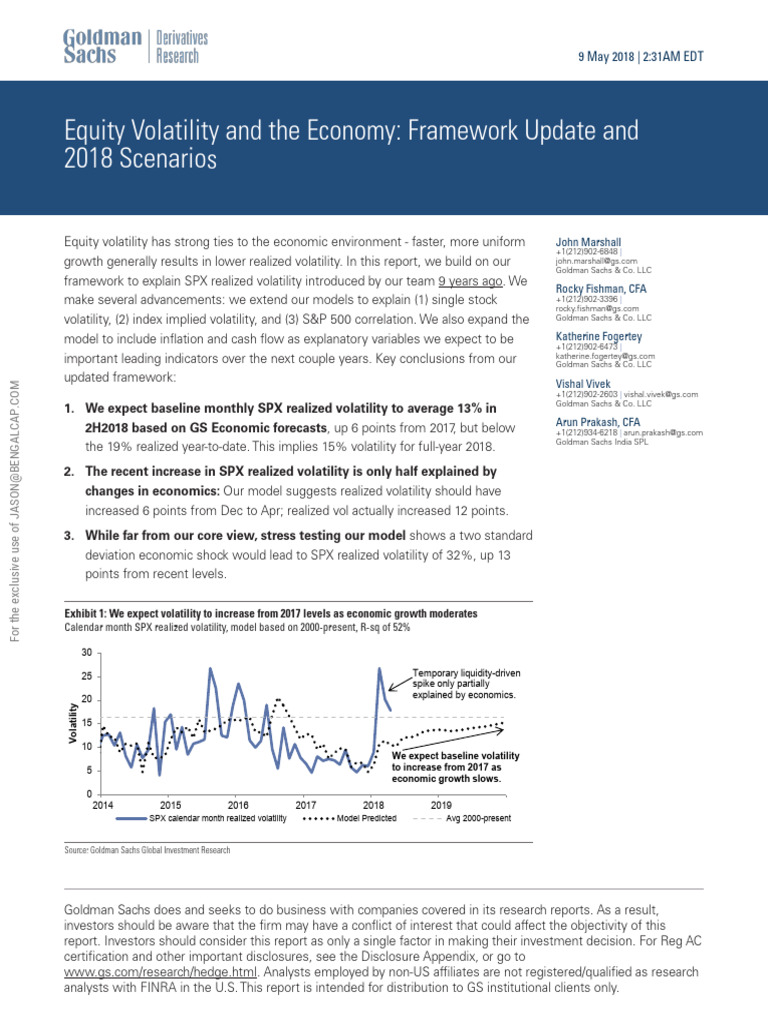 Equity Volatility and The Economy - Framework Update and 2018 Scenarios ...