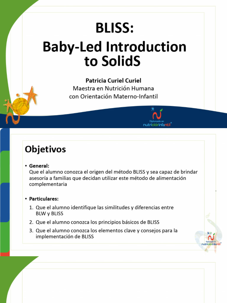 Presentaci N BLISS Baby Introduction To Solids | PDF | Alimentos | Nutrición