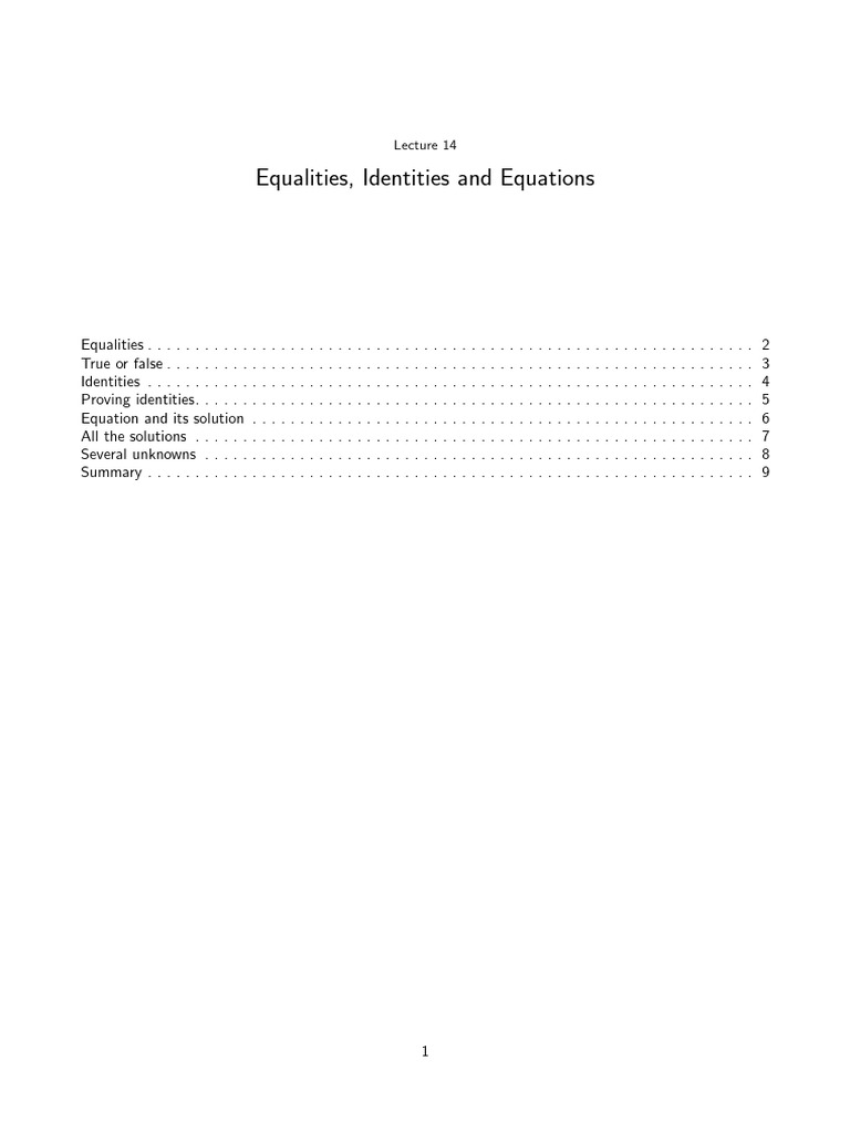 Lecture 14 Handout | PDF | Equations | Elementary Mathematics