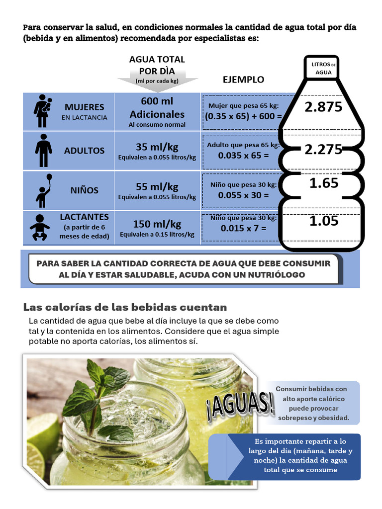 Agua Total Por Dia Pdf Agua Obesidad