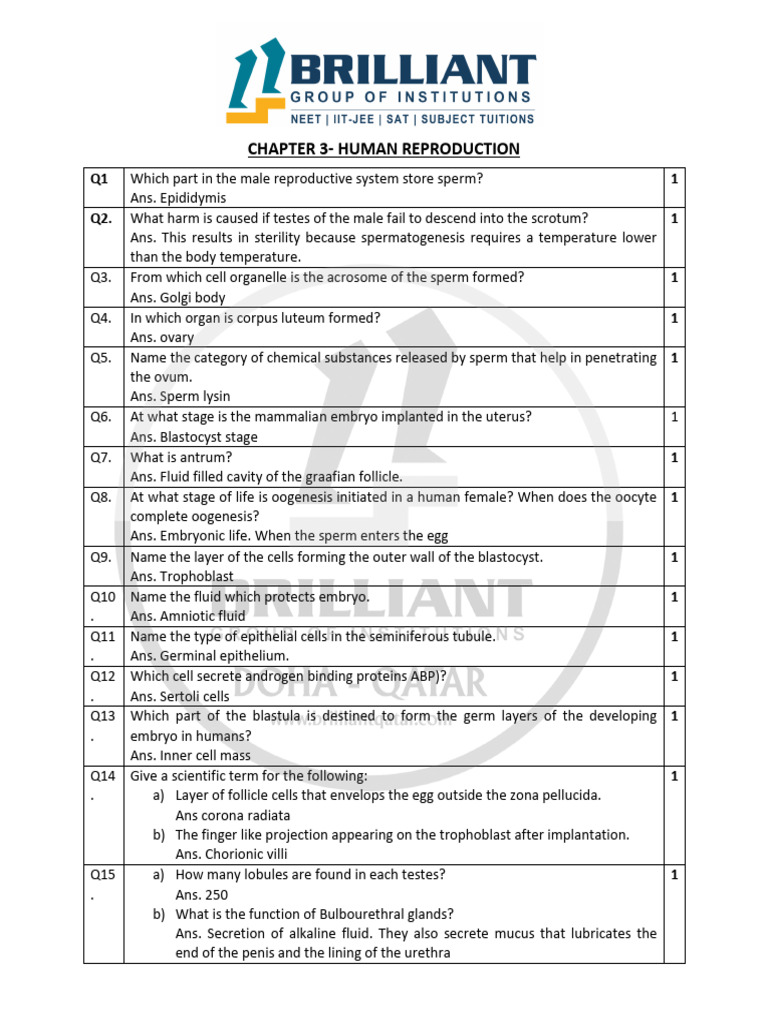 Human Reproduction Q&A Guide | PDF | Menstrual Cycle | Luteinizing Hormone