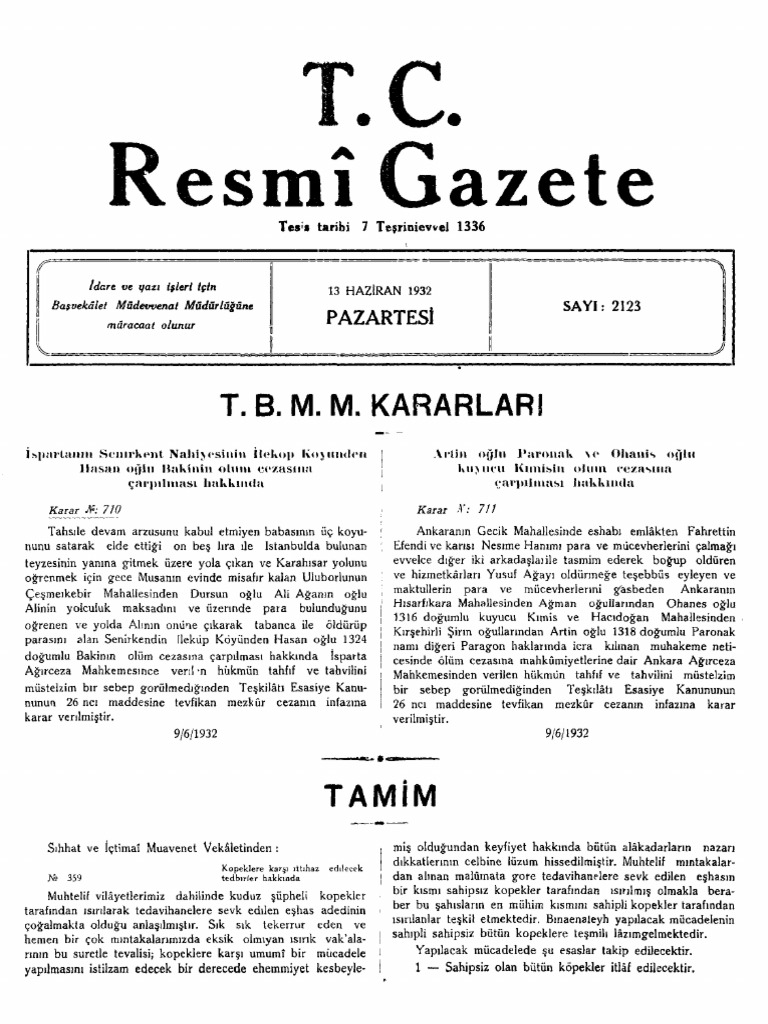 Resmî Gazete: T. B. M. M. Kararlari | PDF
