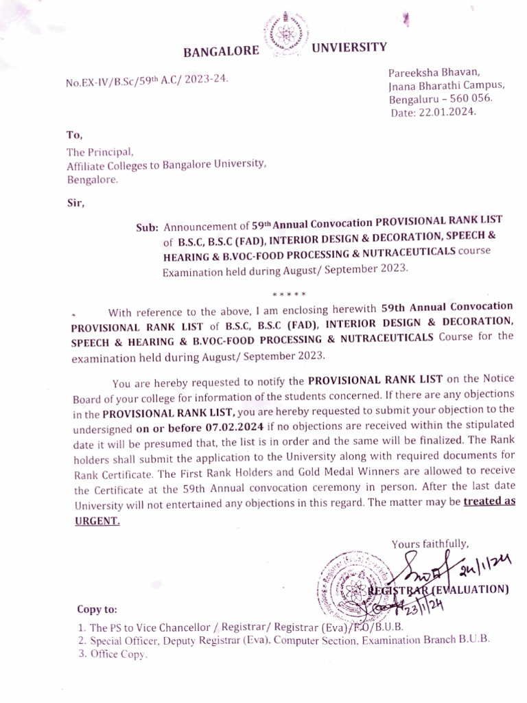 C1R4363059th Annual Convocation Provisional Rank List | PDF