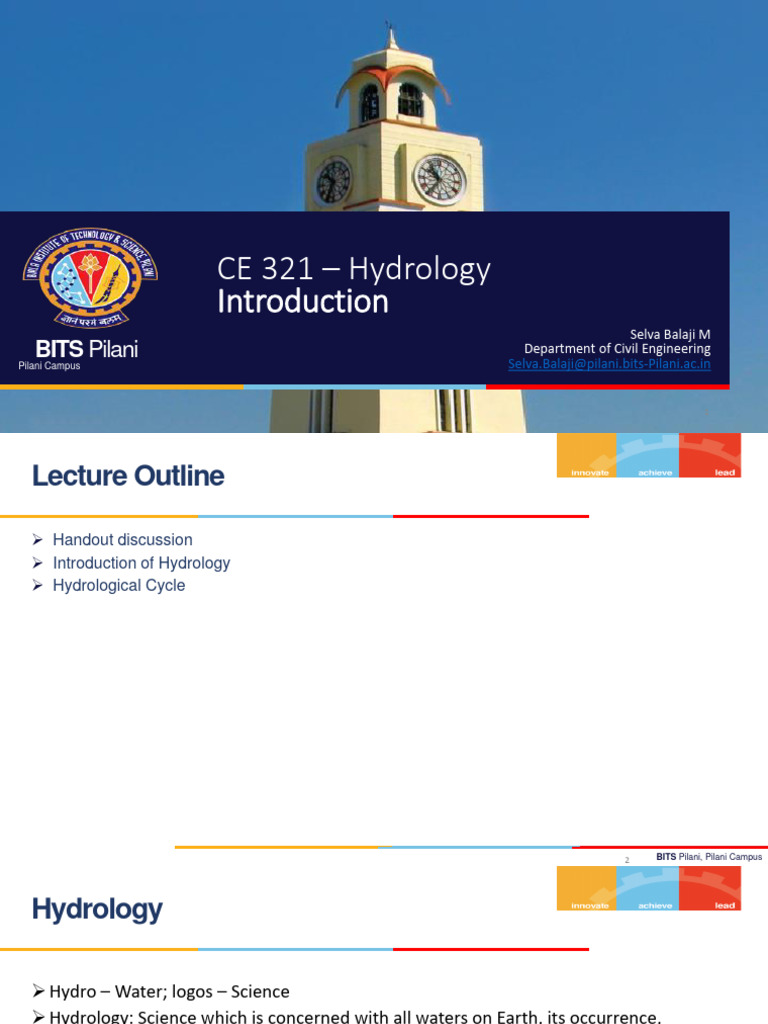 Hydrology Lecture 1 | PDF | Hydrology | Drainage Basin