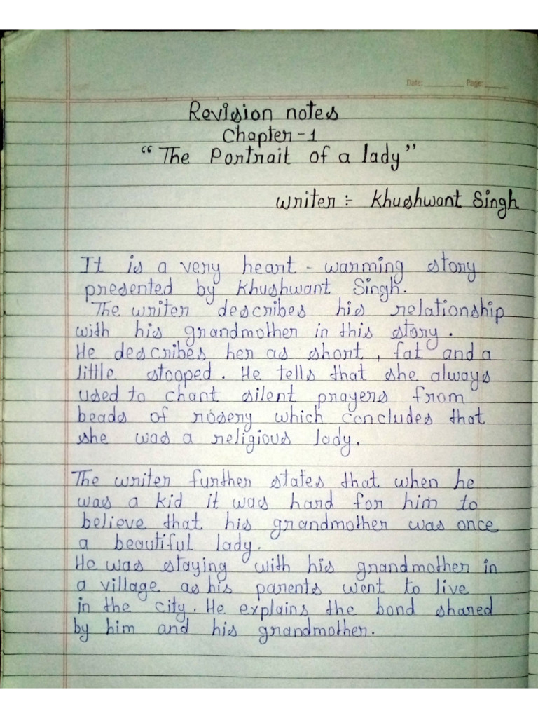 Class 11 English Chapter 1 The Portrait of A Lady PDF | PDF