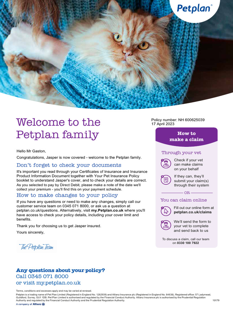 PetPlan Policy Documents | PDF | Insurance | Debit Card