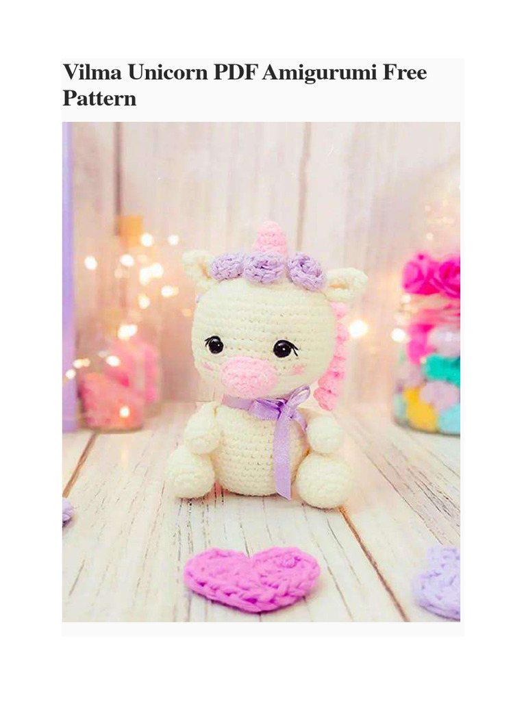 Vilma Unicorn PDF Amigurumi Free Pattern | PDF | Crochet | Amigurumi