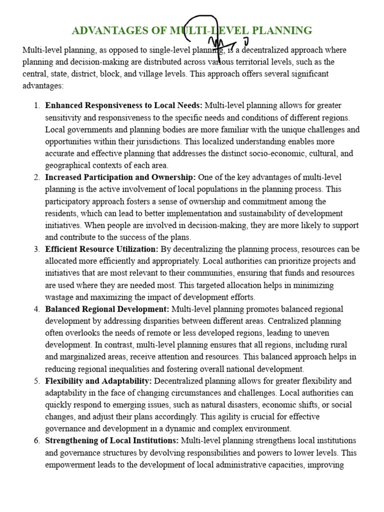 Advantages of Multi-Level Planning | PDF | Governance | Decentralization